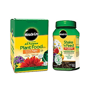 Miracle-Gro Water Soluble All Purpose and Shake 'N Feed Plant Food Bundle: Feeds Flowers, Vegetables, Trees, and Houseplants