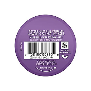 COVERGIRL+OLAY Simply Ageless Instant Wrinkle-Defying Foundation, 210 Classic Ivory, 0.44 Fl Oz (Pack of 1)