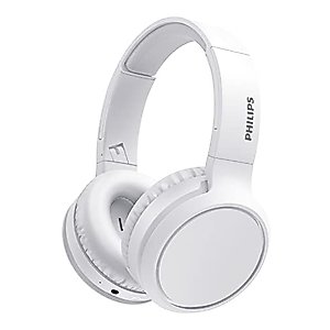 Philips H5205 Over-Ear Wireless Headphones with 40mm Drivers, Lightweight Cushioned Headband, White