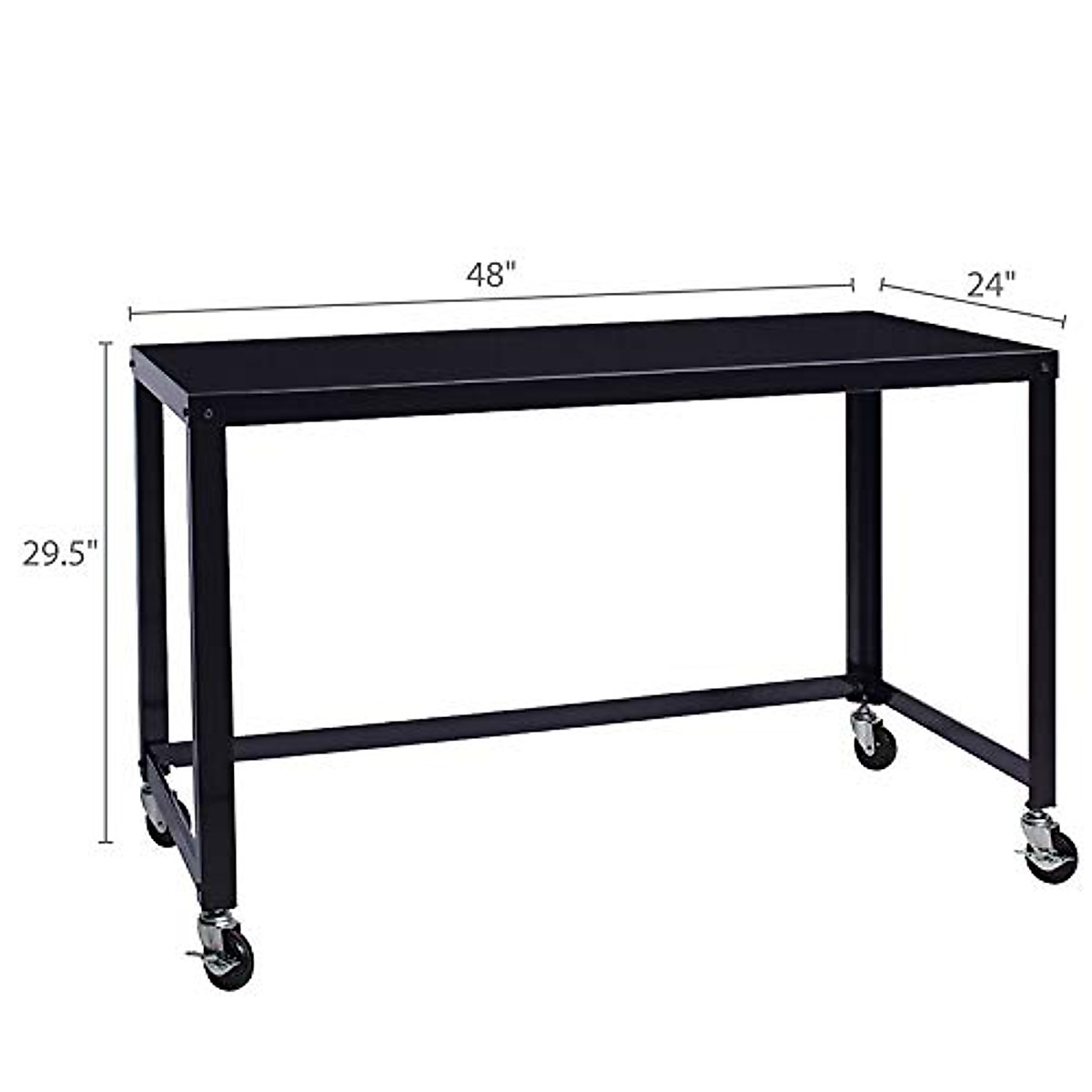 Hirsh Ready-to-Assemble 48-inch Wide Mobile Metal Desk Black