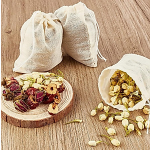 GEMLORD 50 Pcs 4 x 6 Inches Cotton Muslin Bags, Reusable Drawstring Bags for Tea, Cheesecloth Sachet Bags with Drawstring for Party, Home Storage and DIY Craft