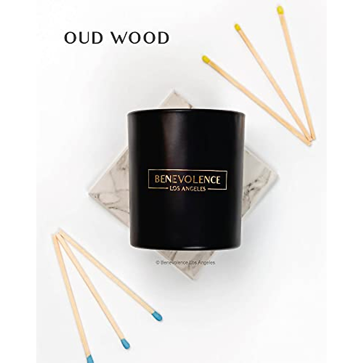 Premium Oud Wood Hand Poured Scented Candles, 8 oz | 45 Hour Burn, Long Lasting, Highly Scented, All Natural Soy Candles | Relaxing Aromatherapy Candle with Matte Black Glass Gift Box