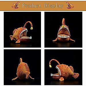 Anglerfish Plush Toy - Cute 12" Brown Anglerfish Creepy Stuffed Animals Toys Real Sea Life Goosefish Lanternfish Plushie,Gift Toys for Kids Birthday Christmas Halloween,Home Decor