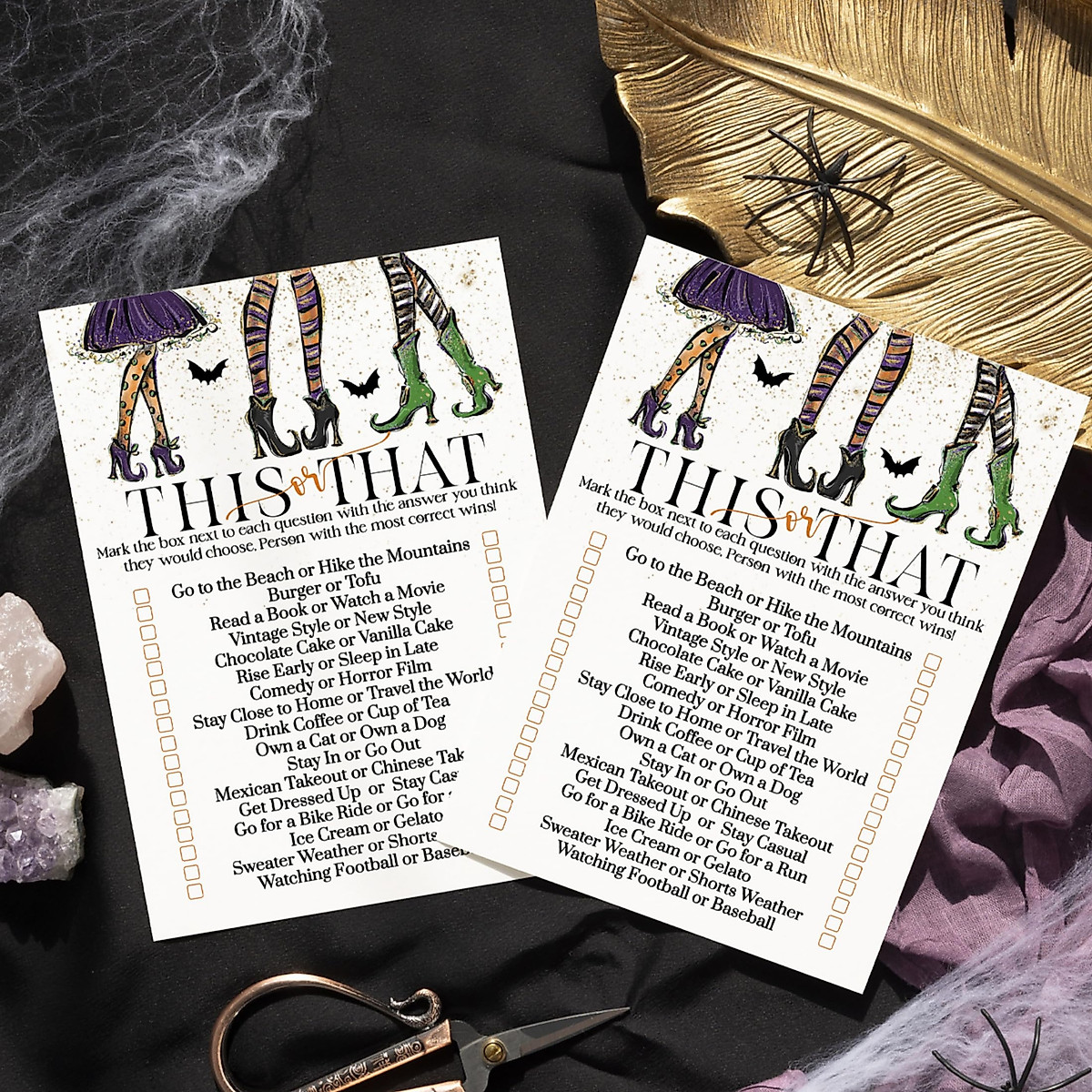 Witch Is Getting Hitched Bridal Shower Games – 25 Pack, Wedding Would She Rather Fun Activity Ideas for Guests, Rehearsal Dinner, Couples Shower, Halloween Party, This or That Birthday Game