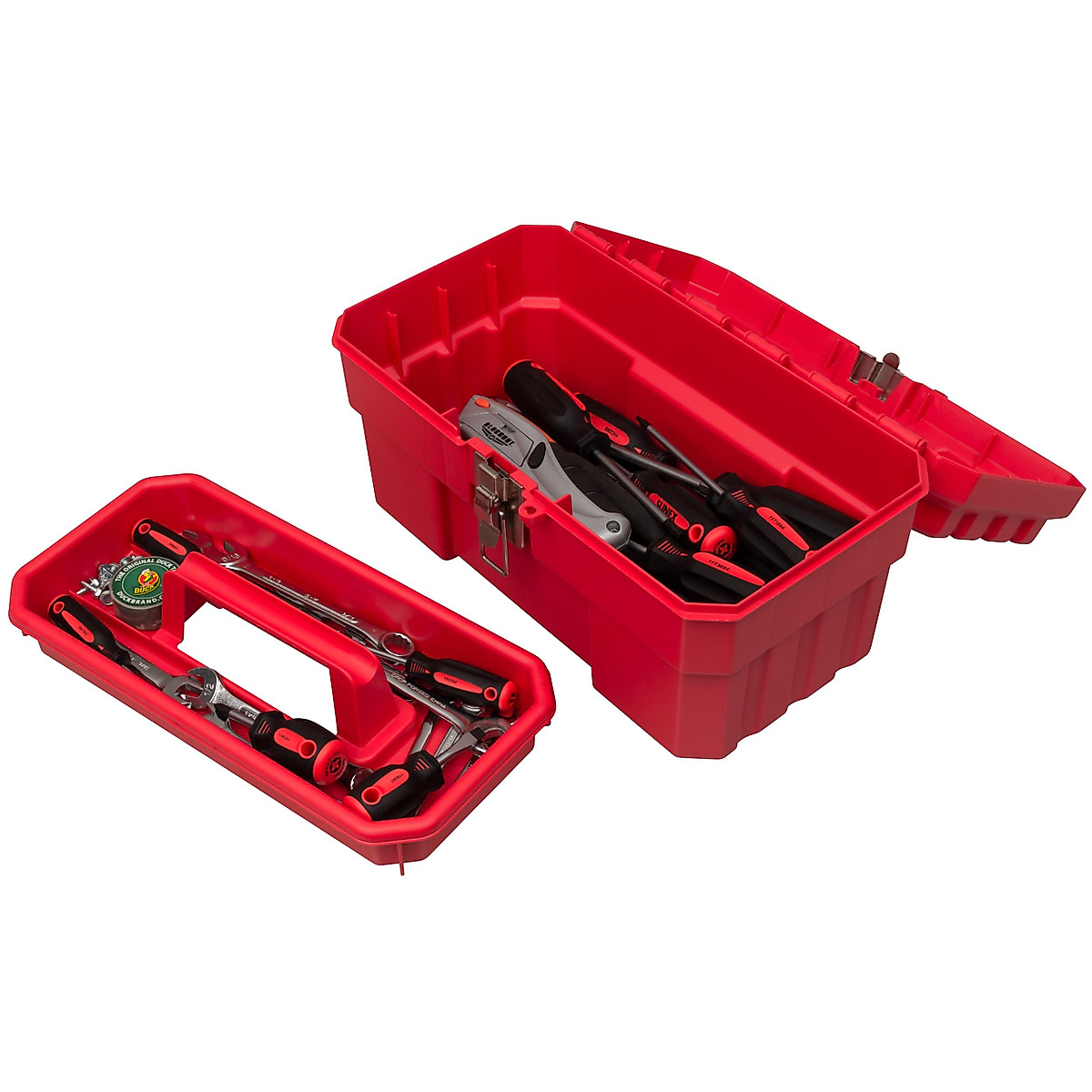 Akro-Mils 09514 ProBox 14-Inch Plastic Toolbox for Tools, Hobby or Craft Storage Toolbox with Removable Tray, 14-Inch x 8-Inch x 8-Inch, Red