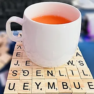 MYYZMY 300 Pcs Scrabble Letters, Wood Scrabble Tiles for Crafts Making Crossword Game