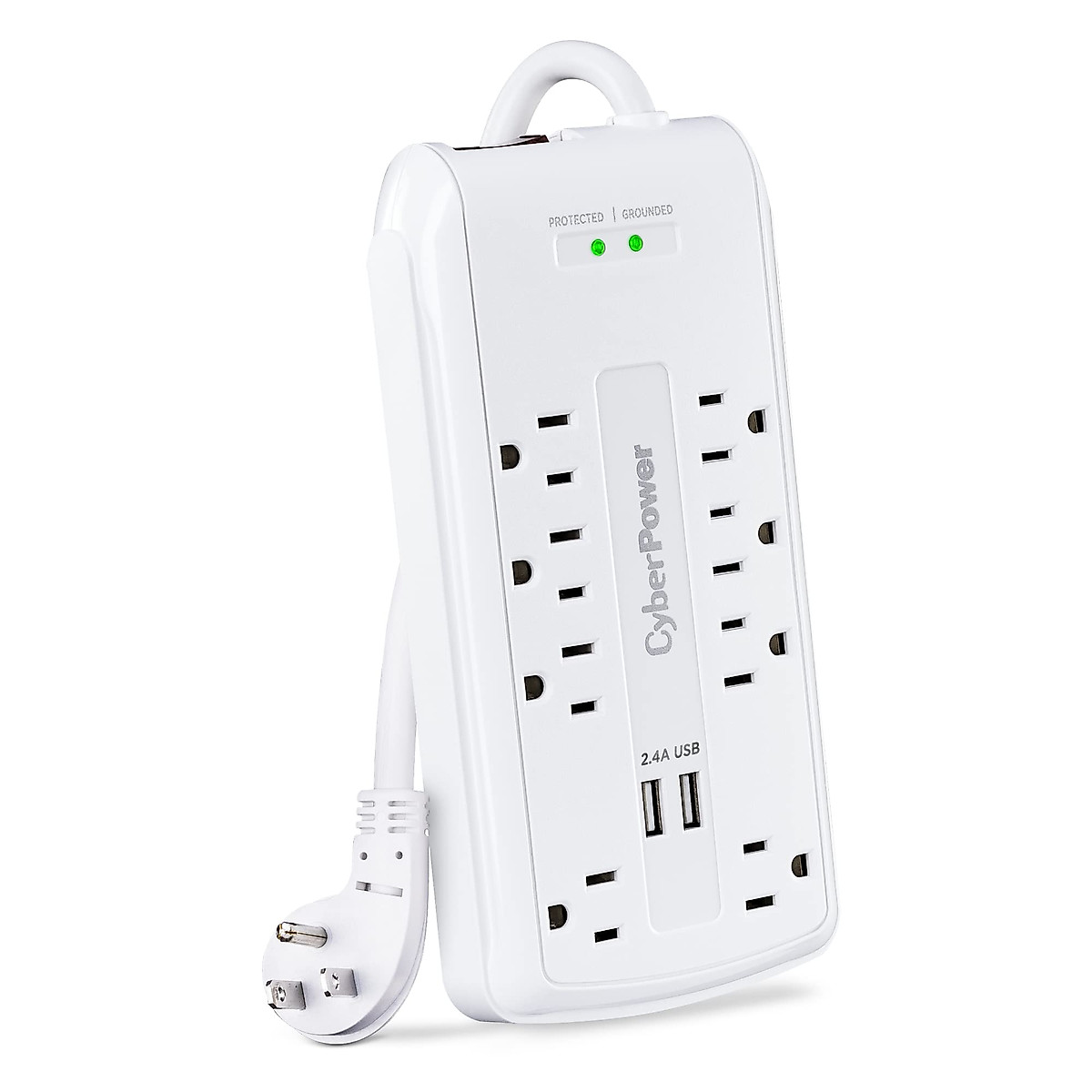 CyberPower CSP806U Professional Surge Protector, 3000J/125V, 15A, 8 Outlets, 2 USB Charging Ports, 6 Foot Cord, White
