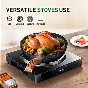 DishDelight Induction Pots and Pans Set Non Stick, 12 Piece Nonstick Kitchen Cookware Sets, Nonstick Granite Cooking Set Induction Pots and Pans, Induction Cookware Sets with Frying Pans, Black