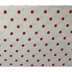 Small Polka Dot Poly Cotton Red Dots on White 58 Inch Fabric By the Yard (F.E.