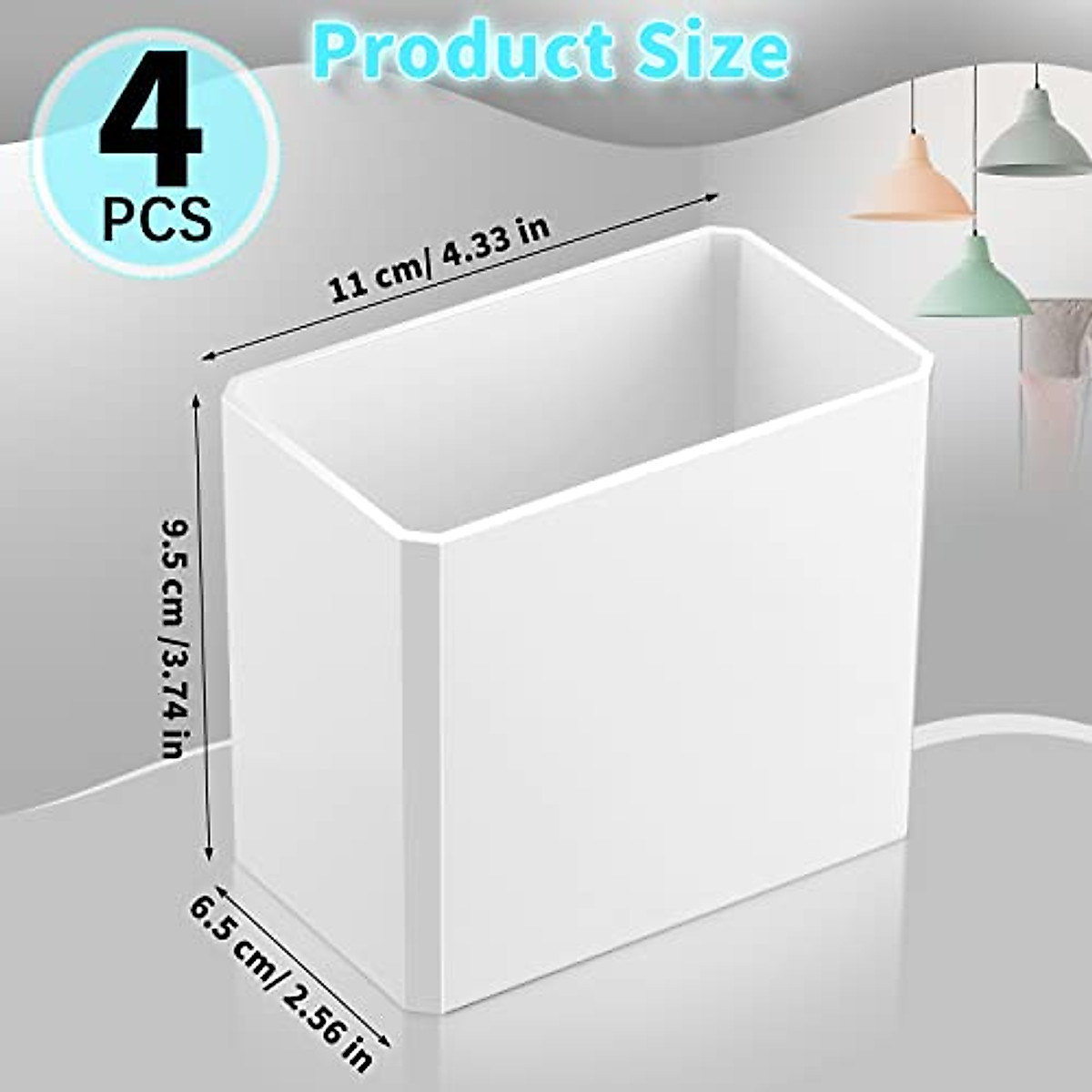 Floating Shelves Wall Bin Organizer Adhesive Wall Mounted Plastic Storage Organizer No Drilling White Hanging Storage Containers Makeup Organizer Shelf for Office Bedroom Kitchen Home Room (2 Pcs)