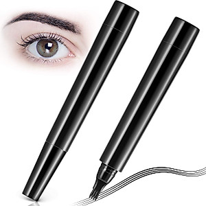 2 Pieces Microblading Eyebrow Pencil Beard Pencil Filler with a Micro-fork Tip Seamless Beard Filler Black Natural Finish Beard Pencil for Enhancing Beard, Moustache, Eyebrows Color and Shape