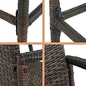 F2C Pack of 4 Brown Wicker Barstool All Weather Dining Chairs Outdoor Patio Furniture Bar Stools