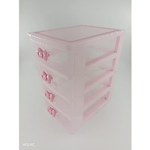 WQURC Lovely Pink Receiving Storage Cabinets Box With Multi-layers And Pink Bowknot Handle (Four layers (7.06 x 5.22 x 8.05 inches))