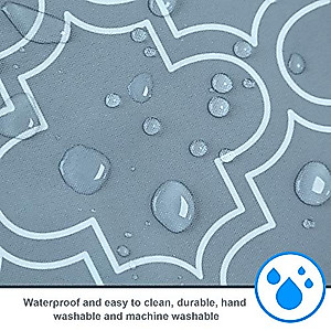 Elegant Moroccan Outdoor Tablecloth Waterproof Spillproof Polyester Fabric Table Cover with Zipper Umbrella Hole for Patio Garden Open Courtyards