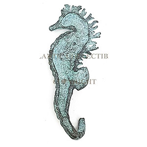 Ebros Coastal Marine Ocean Beautiful Seahorse Single Wall Mounted Brass Coat Hook Figurine Nautical Sea Life Metal Hanger or Hangers or Hooks Decor Sculpture of Seahorses