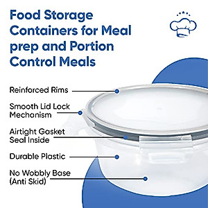 32 Piece Food Storage Containers Set with Easy Snap Lids (16 Lids + 16 Containers) - Airtight Plastic Food Containers for Pantry & Kitchen Organization - For Meal Prep, Home Essentials & Leftovers