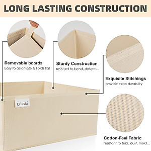 Criusia Drawer Organizer Clothes, 8 Pack Underwear Drawer Organizer, Foldable Cloth Storage Box Closet Organizers and Storage for Clothes, Socks, Scarves, Ties (Beige)