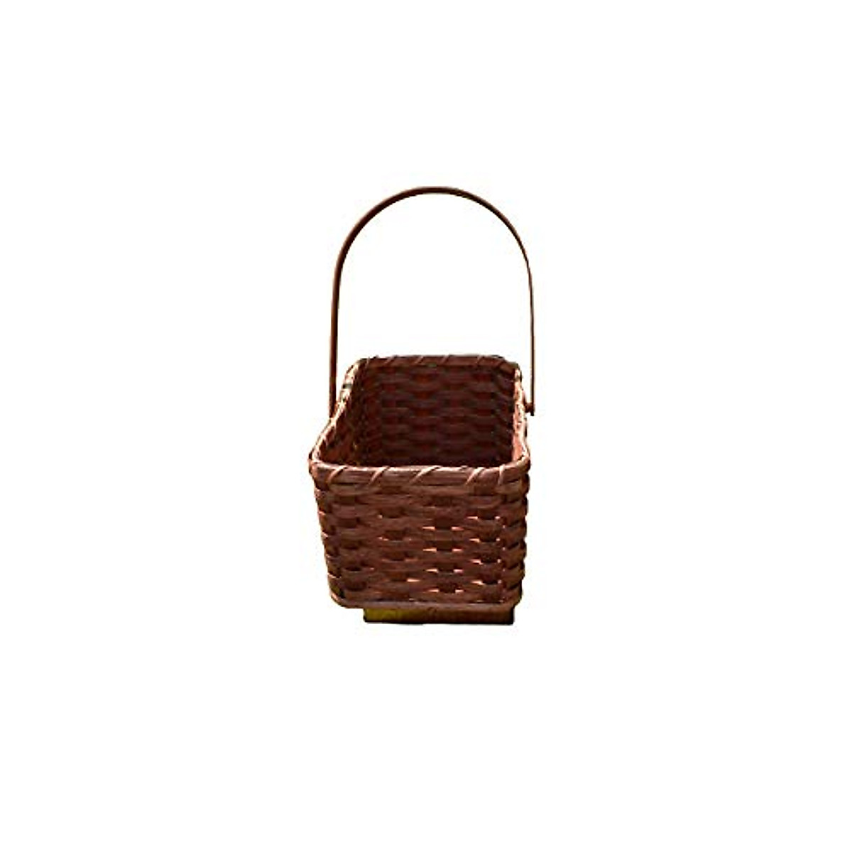 Large 9" stair step basket. Beautifully rests on your stairsteps. Swivel handle, all natural material and made by Old Order Amish. The up splints that are used are on these baskets are oak. Perfect for storing books and magazines. Colors may vary.