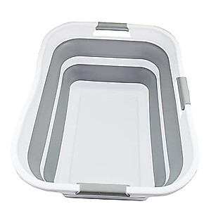 Collpasible Laundry Basket (42L Collapsible Laundry Basket (White/Grey))