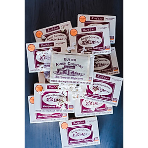 Amish Country Popcorn | Old Fashioned Microwave Popcorn | Ladyfinger Butter - 36 Bags | Non-GMO, Gluten Free, Microwaveable and Kosher (Ladyfinger Butter - 36 Bags)