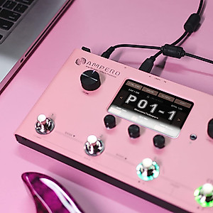 Hotone Ampero MP-100 Guitar Bass Amp Modeling IR Cabinets Simulation Multi Language Multi-Effects with Expression Pedal Stereo OTG USB Audio Interface(Pink Limited Edition)