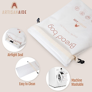 12x17 Bread Bag, Bread Storage for Homemade Sourdough, Reusable Bread Bags for Homemade Bread, Buckle Closure, Machine Washable, Freezer Safe, BPA Free, Gifts for Sourdough Bakers