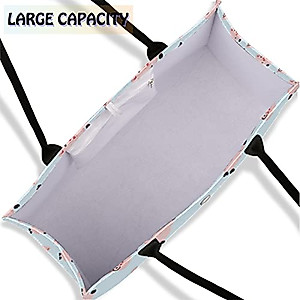 Cute Cartoon Pig Reusable Grocery Shopping Bag with Hard Bottom, Animal Pig Large Foldable Multipurpose Heavy Duty Tote with Zipper Pockets, Stands Upright, Durable and Eco Friendly, Beach Bag