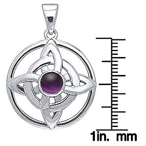 Jewelry Trends Sterling Silver Celtic Quaternary Knot Pendant with Purple Amethyst