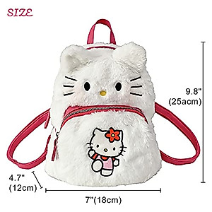 Ohjijinn Kawaii Backpack Cute Plush Bag, Anime Backpack Cartoon Schoolbag, Plush Backpack Mini Backpacks for Girls (White)