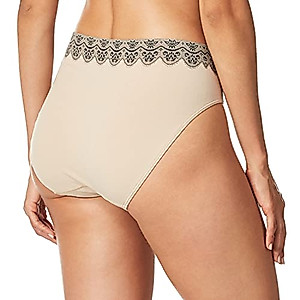 Bali Women's One Smooth U All Over Smoothing Hi Cut Panty, Nude with Black Lace, Large/7