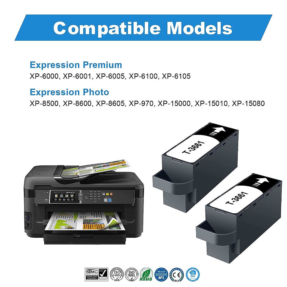 IN INTACTECH T3661 Ink Maintenance Box (T366100 / T366) for XP-15000 XP-6100 XP-970 XP-8600 XP-8700 XP-6000 XP-8500 Expression Premium Photo Printer (2-Pack)