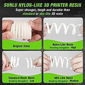 SUNLU 3D Printer Resin, Strong Durable Nylon Like 3D Resin for LCD DLP SLA Resin 3D Printers, 395-405nm UV Light Curing 3D Printing Liquid Photopolymer Resin, Good for Functional Parts, 1000g, Black