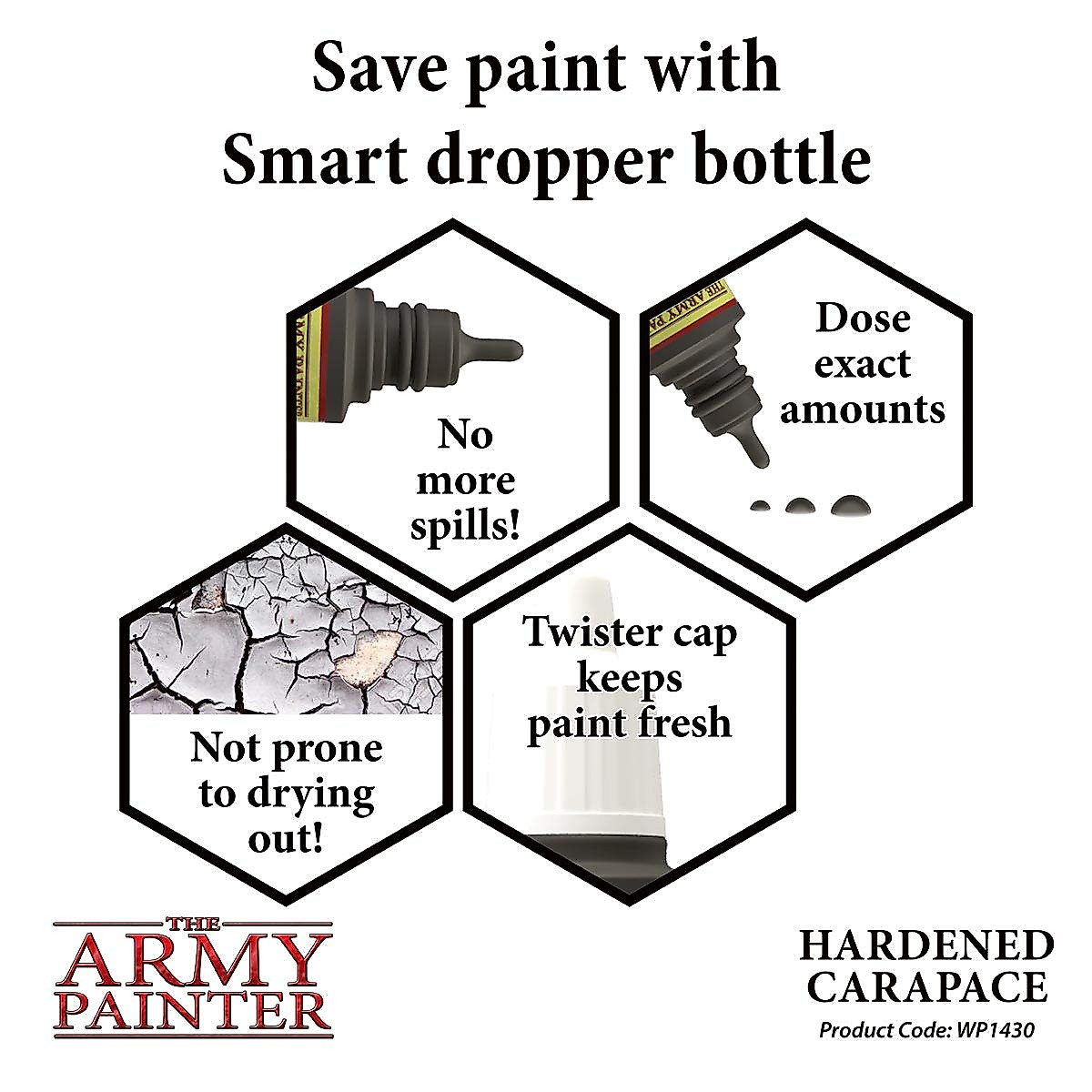 The Army Painter Hardened Carapace Warpaint - Acrylic Non-Toxic Heavily Pigmented Water Based Paint for Tabletop Roleplaying, Boardgames, and Wargames Miniature Model Painting