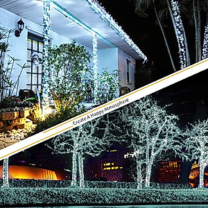 QUWIN Led Outdoor Christmas String Lights, 500 LED UL Certified 8 Lighting Modes, Indoor & Outside Waterproof Fairy Light for Christmas Tree, Patio, Holidays, Party (180 Ft Cool White)