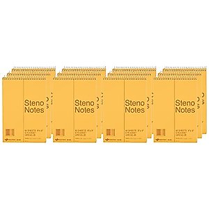National Brand Steno Notebook with Brown Board Cover, Green Eye-Ease Paper, Gregg Ruled, 6" x 9", 12 Notebooks with 60 Sheets Each (36646-12)