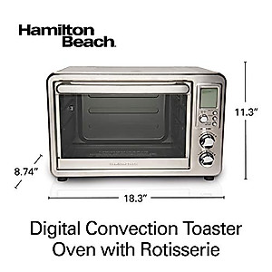 Hamilton Beach 31190C Digital Display Countertop Convection Toaster Oven with Rotisserie, Large 6-Slice, Stainless Steel