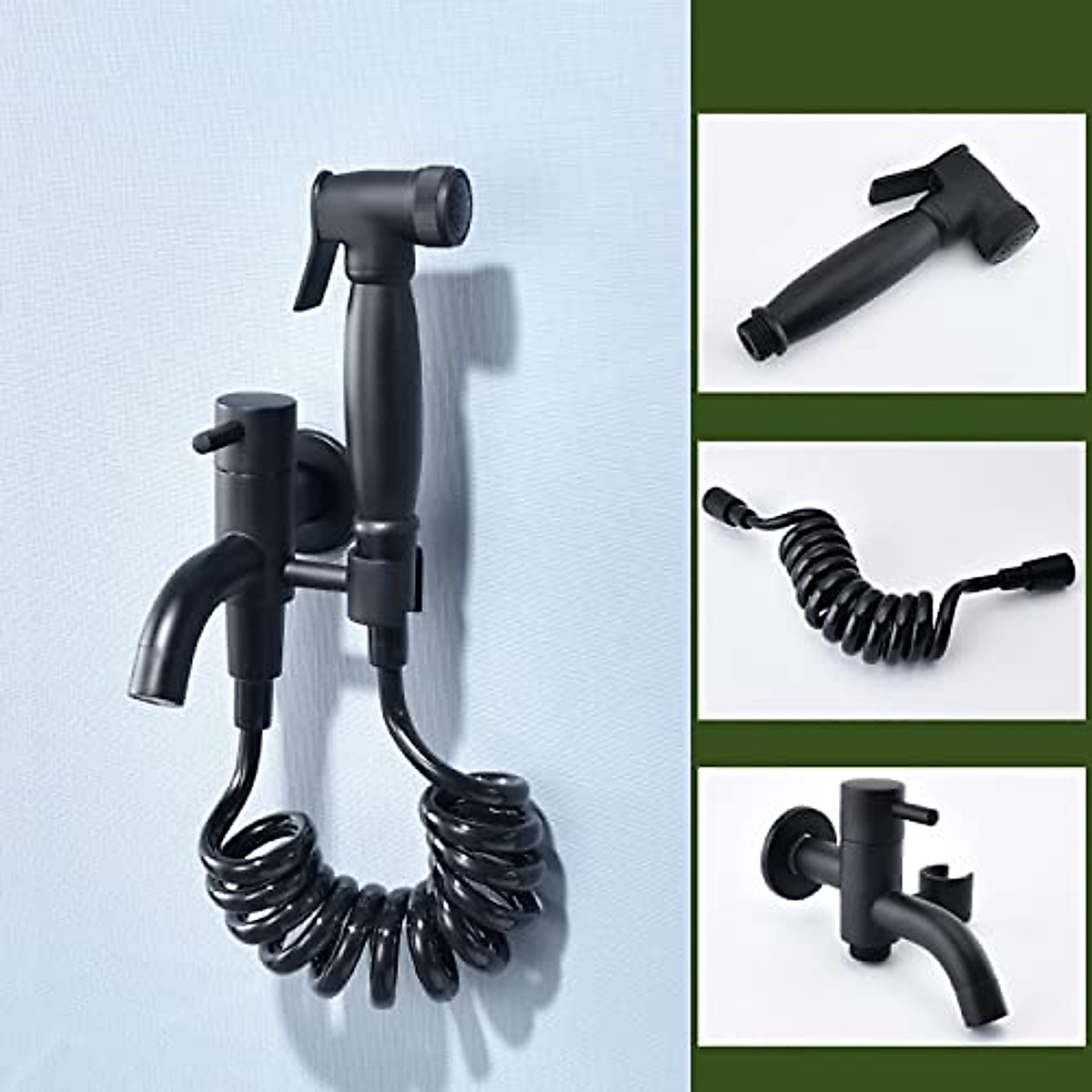NBAAYIK Bidet Sprayer for Toilet,Bidet Shower Attachment,Handheld Bidet Sprayer Kit,Handheld Bidet Toilet Sprayer Jet Sprayer Kit,Toilet Sprayer Set,Bidet Sprayer Wall Mount,Black B (Black