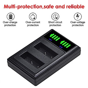 Tectra 2pcs BLS-5, BLS-50, PS-BLS5 Batteries + LED Dual Charger for Olympus OM-D E-M10, OM-D E-M10 Mark II, OM-D E-M10 Mark III, Pen E-PL2, E-PL5, E-PL6, E-PL7, E-PM2, Stylus 1 Cameras