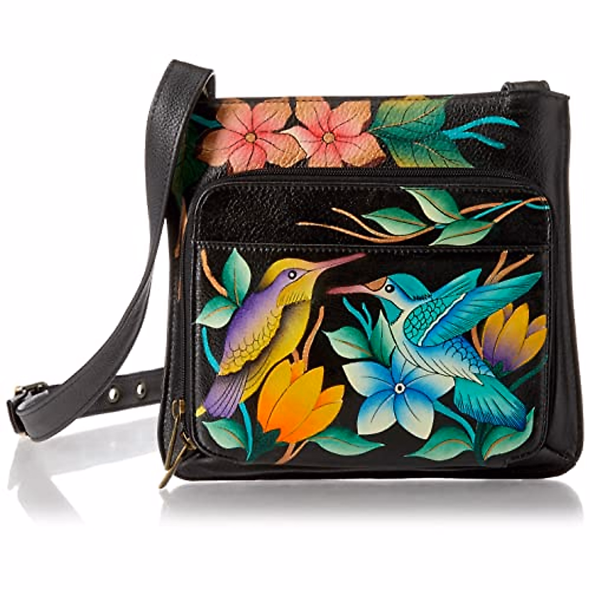 Anna by Anuschka Slim Shoulder Organizer, Birds in Paradise-Black
