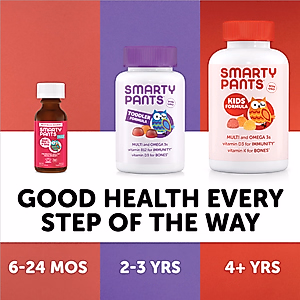 SmartyPants Baby Multi&DHA Supplement:Liquid Multivitamin with Vitamin D3, C,Vitamin B6,Biotin,Choline & Lutein, for Infants 6-24 Months,Gluten Free,Natural Fruit Flavor,30 Servings(Package May Vary)