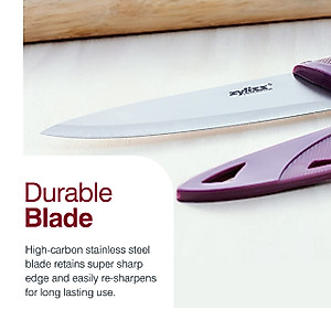 Zyliss Utility Paring Kitchen Knife with Sheath Cover - Stainless Steel Kitchen Knife Perfect for Cutting Meat, Vegetables & Fruit - 5.5-Inch, Purple