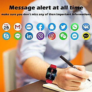 Bluetooth Smart Watch for Women Men Fitness Activity Tracker Compatible with iPhone Android Waterproof HD Full Touch Screen Health Smartwatch with Call Text Pedometer Heart Rate Message Reminder etc.