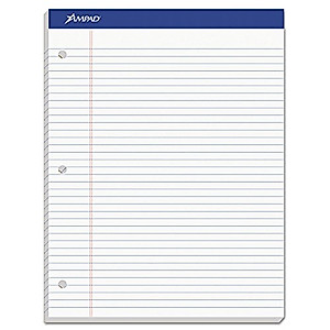 Ampad Double Sheet Pad, White, Letter Size, College Rule, 100 Sheets, 1 Each (20-323)