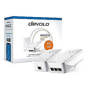 devolo Magic 2 LAN triple Powerline Starter Kit | 2000 Mbps | G.hn Wave 2 | 2 Passthrough Adapters | 4x Gb LAN Ports [3+1] | Plug & Play | 1,600 ft. Coverage | Best for multimedia use