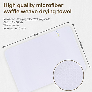 SINLAND Kitchen Towels Premium Sublimation Blank Towels Fast Drying Tea Towel Polyester Dish Towels for Drying Dishes16 Inch X 24 Inch 10 Pack White