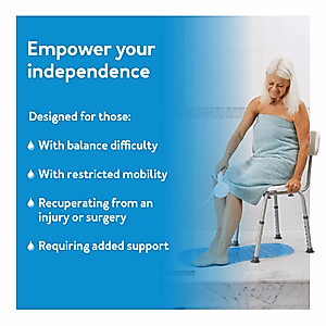 Carex Shower Chair With Back, Bath Chair and Shower Seat For Elderly, Handicap, and Disabled, 350lbs, Easy Assembly