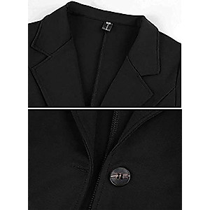 Genhoo Women's Long Stretchy Sleeve Open Front Lightweight Work Office Blazer Jacket Black L