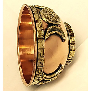 Triple Moon Pentacle Copper Offering Bowl 3", Great for Altar use, Ritual use, Incense Burner, smudging Bowl, Decoration Bowl, offering Bowl - New Age Imports, Inc.