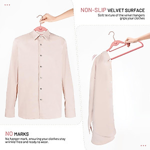 Velvet Hangers 30 Pack, STOPKLAS Pink Clothes Hangers Non Slip Felt Hangers with 360° Swivel Hook, Thin Hangers Space Saving, Heavy Duty Closet Hangers for Clothes, Coats, Suits, Dress, Pants