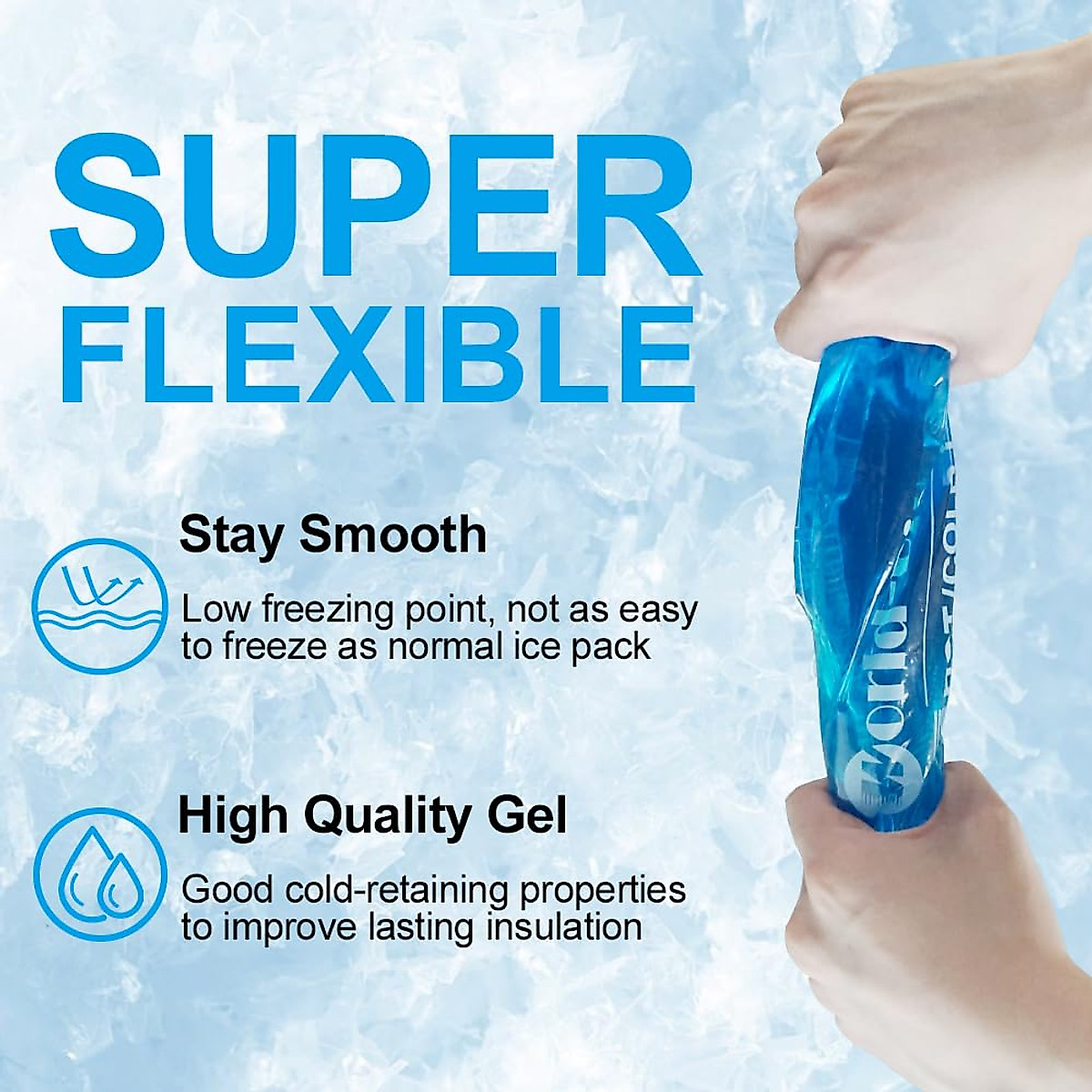 Reusable Hot and Cold Gel Ice Packs for Injuries, (2 Packs) Flexible Soft Ice Packs for Pain Relief, Migraines, First Aid, Kids Boo Boo, Gel Ice Pack for Knee, Neck, Wrist, Ankle, Elbow, 12.2" x 4.7"